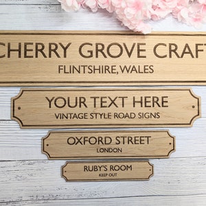 Retro British Street Name Sign - Personalised Oak Veneer, 4 Sizes ...