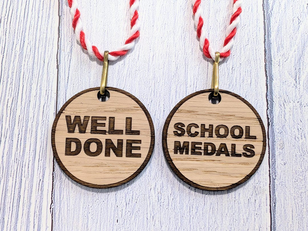 Budget Oak MDF School Medals 40mm With Lanyard | Affordable Award ...