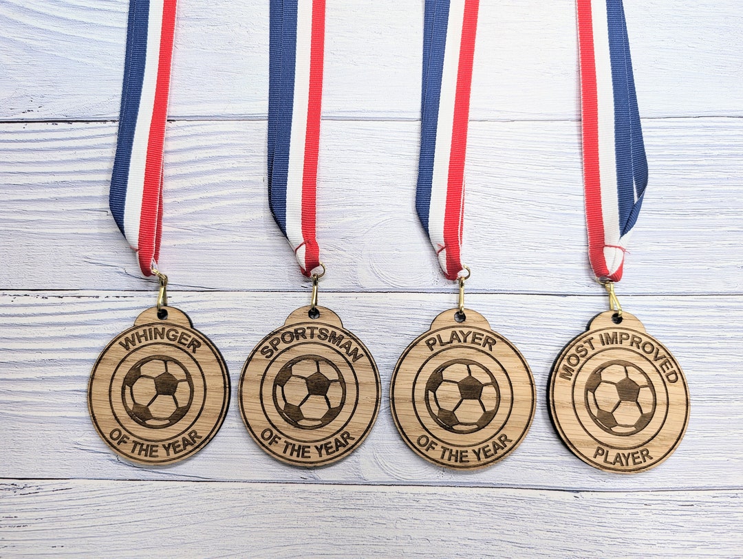 Custom Football-themed Wooden Medals - Personalised Sports Awards for ...