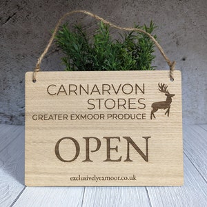 Personalised Wooden Open and Closed Sign for Business - Eco-friendly 2 ...