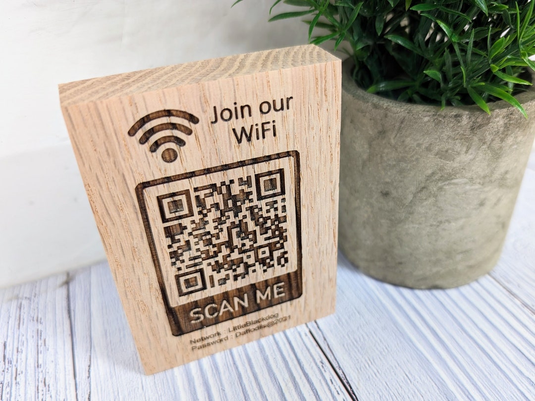 Wifi QR Code Oak Sign, Join Our Wifi, Custom Oak Sign With QR Code ...