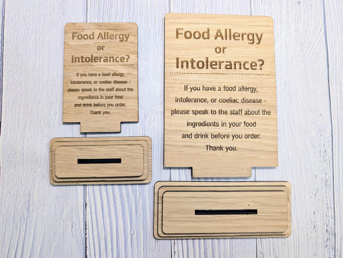 Personalised Wooden Food Allergy Sign – Freestanding Oak Café ...