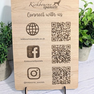 Handmade Wooden Social Media Sign | Custom QR Codes for Website ...