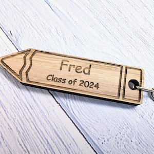 Personalised Student Pencil Keyrings, Oak School Key Chains, Students ...