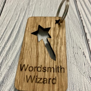 Engraved Oak Wood Employee Appreciation Keyring: Personalised Staff ...