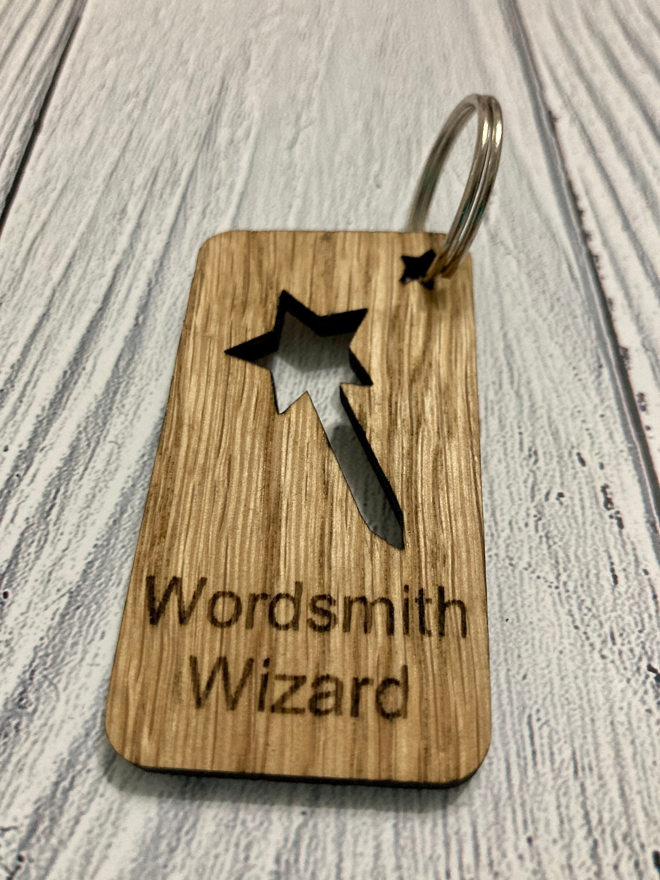 Engraved Oak Wood Employee Appreciation Keyring: Personalised Staff ...