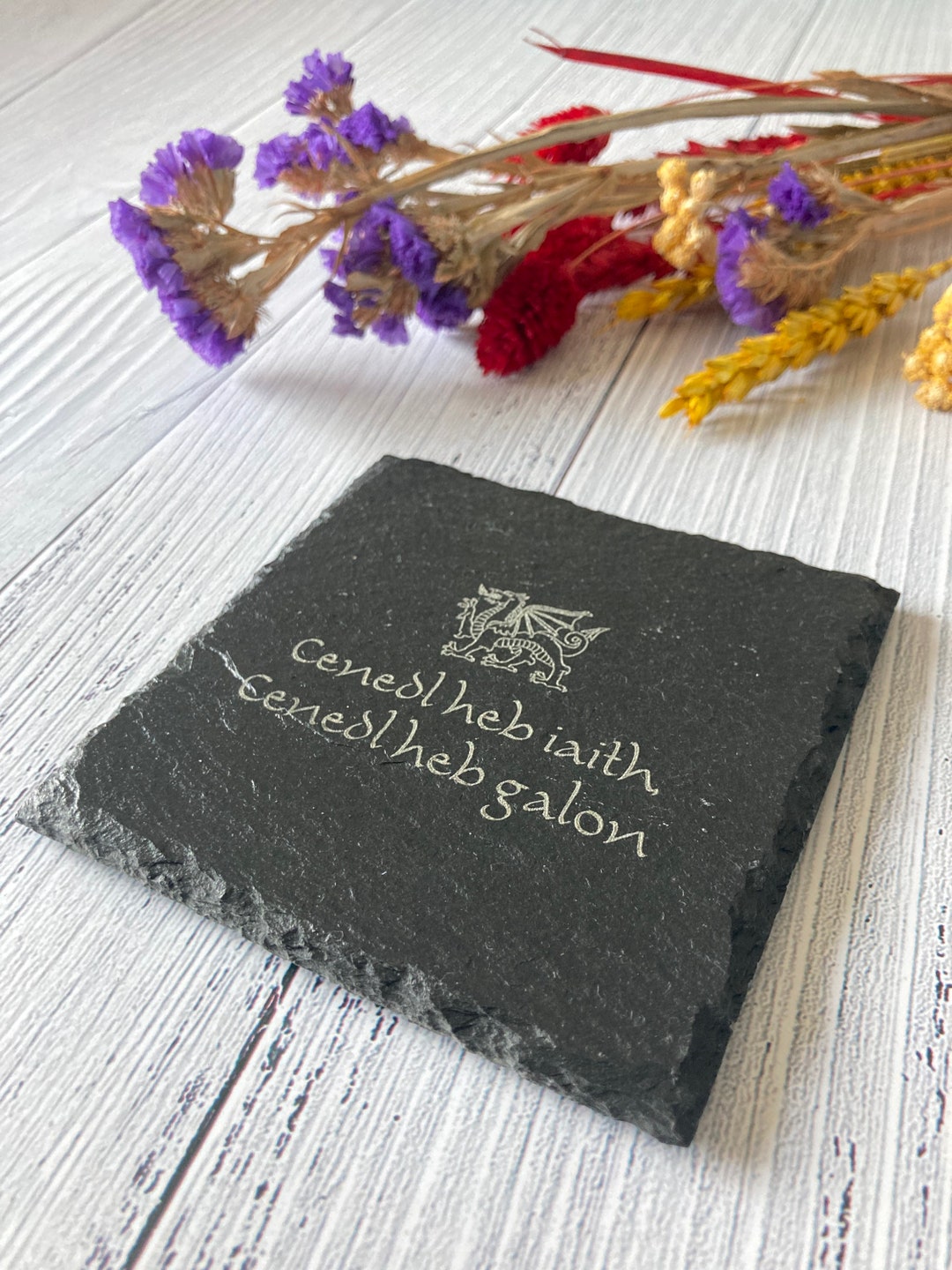 Personalised Welsh Slate Coasters | Welsh Language Gift | Welsh ...