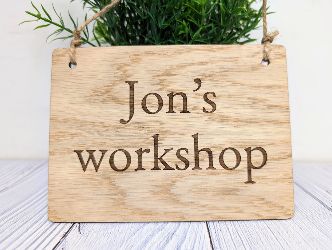 Personalised Wooden Workshop Sign: Handcrafted Name Plaque - Etsy