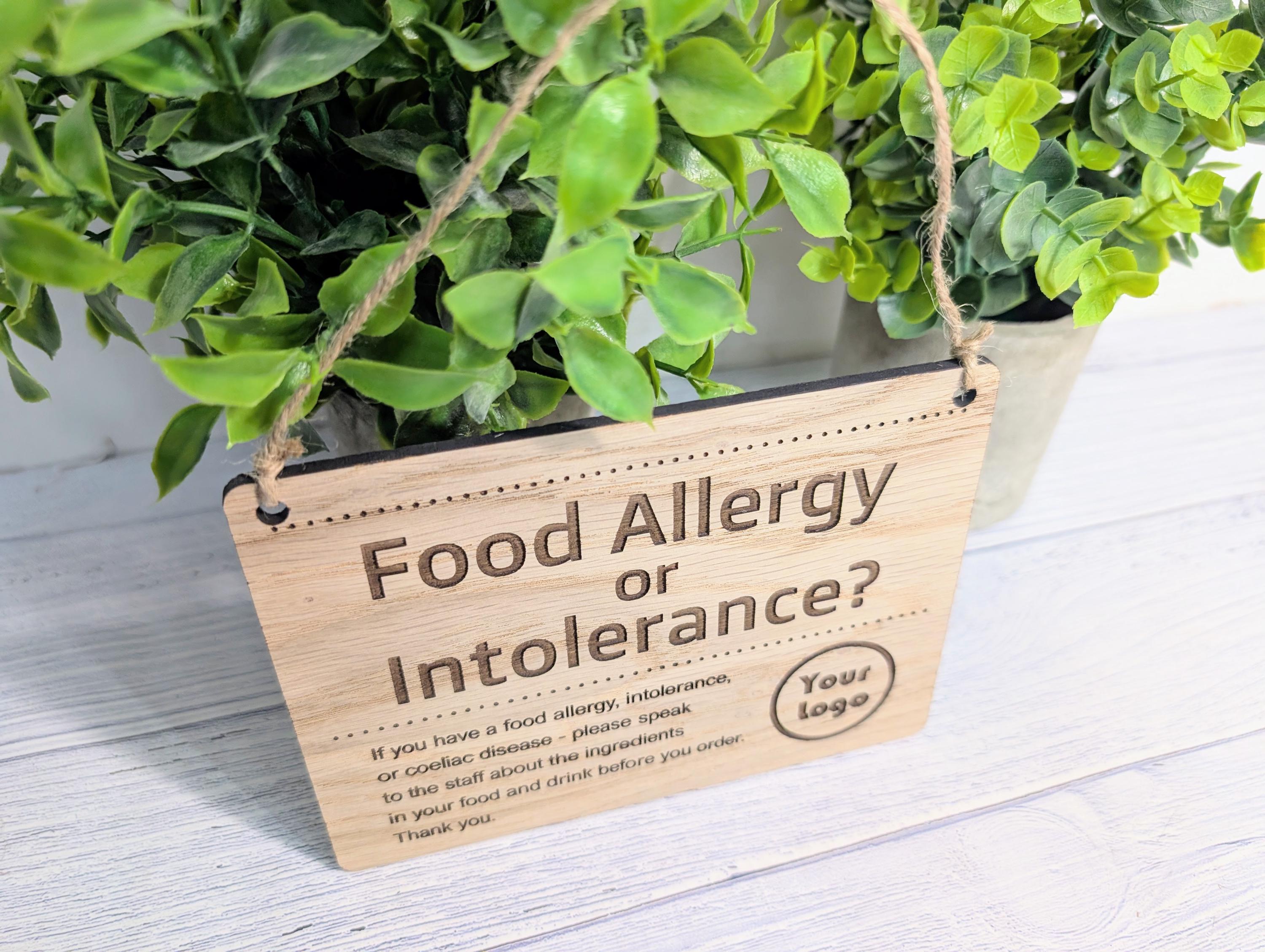 Custom Food Allergy Sign – Oak Safety Notice for Menus or Counters ...