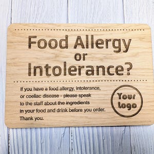 Custom Wooden Food Allergy Sign With Logo – Freestanding Personalised ...