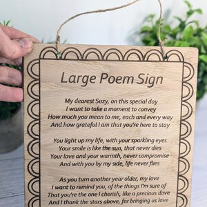 Engraved Wooden Poem Sign: Custom A4 Size, Sustainable Home Decor - Etsy