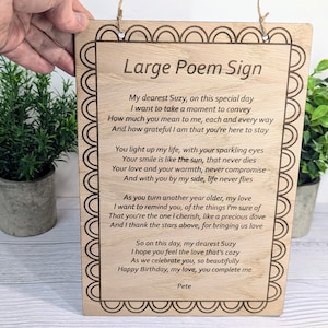 Wooden Poem Sign - Customised A4 Size - Personalised Engraving, Perfect ...