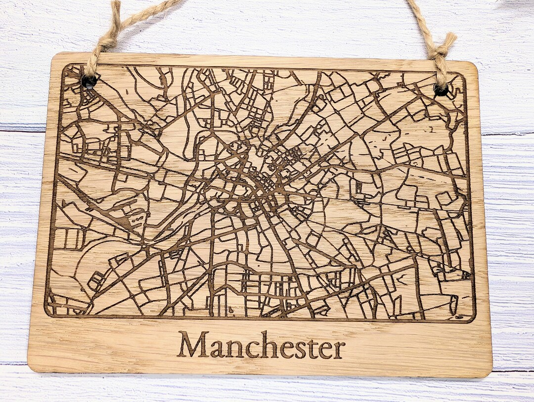 Handcrafted Wooden Map Wall Art of Manchester, UK - Available in 4 ...