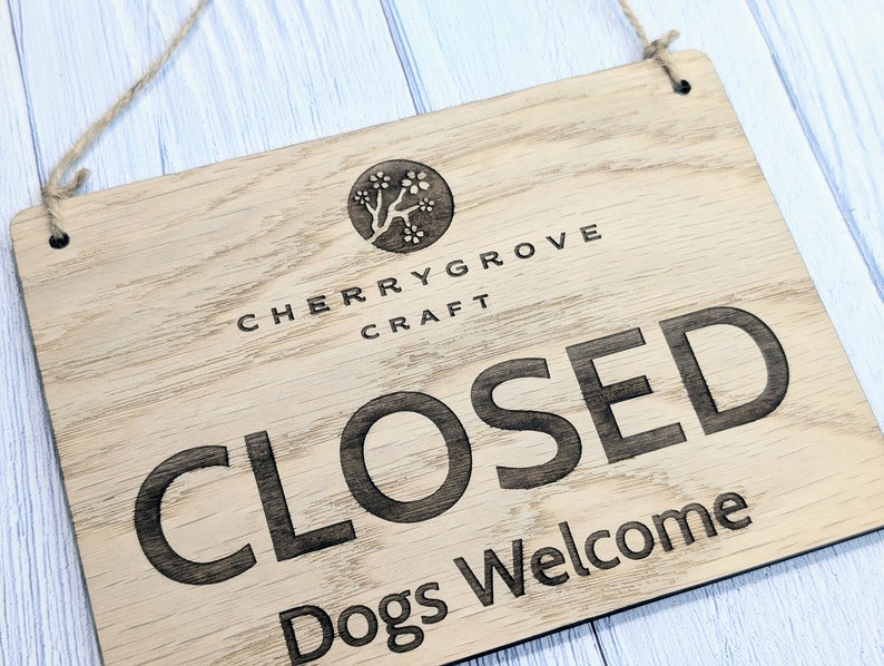 Personalised Wooden Open and Closed Dog Friendly Sign for Business ...
