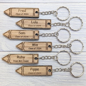 Personalised Student Pencil Keyrings, Oak School Key Chains, Students ...