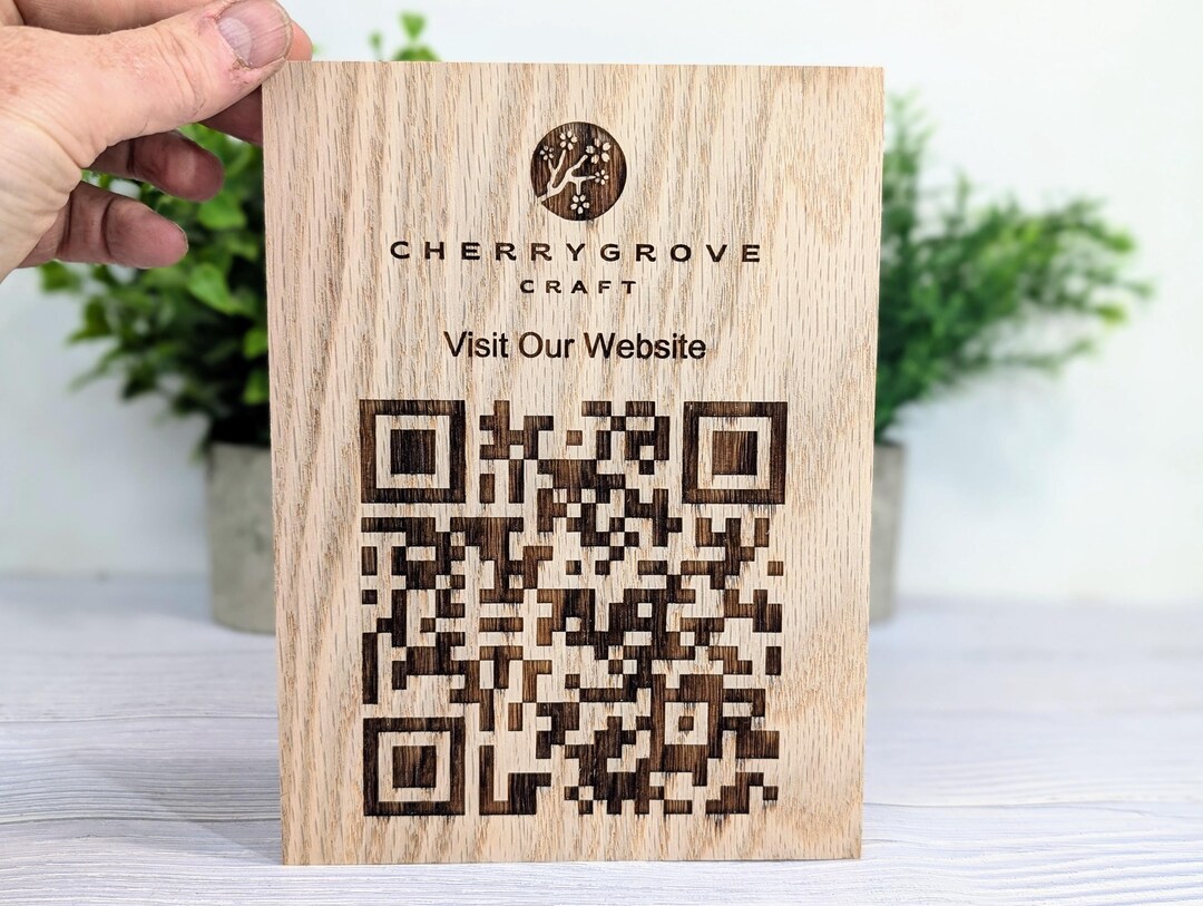 QR Code Solid Oak Large Blocks - Personalised Oak Blocks - QR Code ...