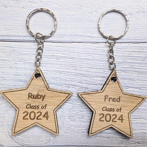 Custom Engraved Wooden Keyring - Personalised Student Gift for End of ...