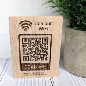 Wifi QR Code Oak Sign, Join Our Wifi, Custom Oak Sign With QR Code ...