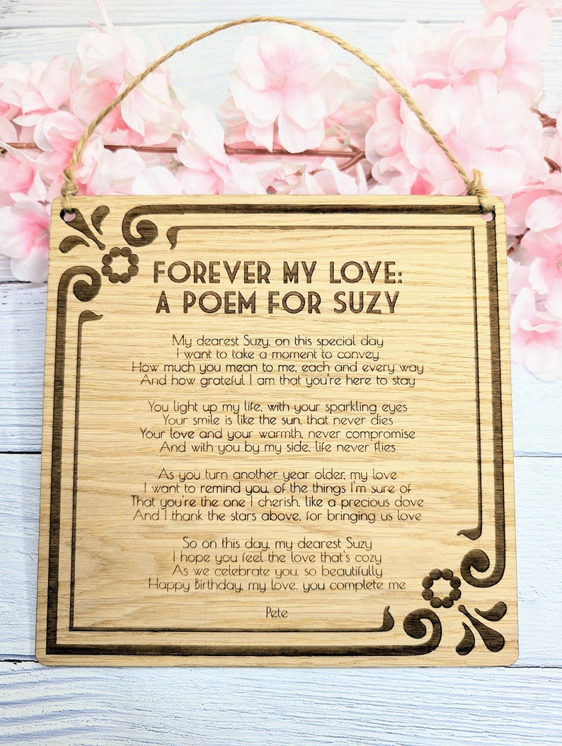 Custom Engraved Oak Poem Sign: Art Nouveau Home Decor - Etsy