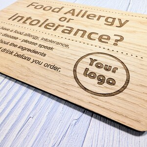 Custom Wooden Food Allergy Sign With Logo – Freestanding Personalised ...