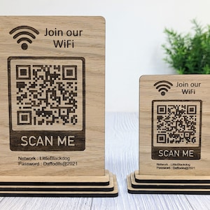 Wooden Wifi QR Code Sign, Eco-friendly Custom Network Name and Password ...