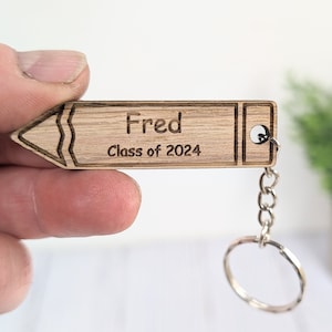 Personalised Student Pencil Keyrings, Oak School Key Chains, Students ...