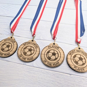 Custom Football-themed Wooden Medals - Personalised Sports Awards for ...