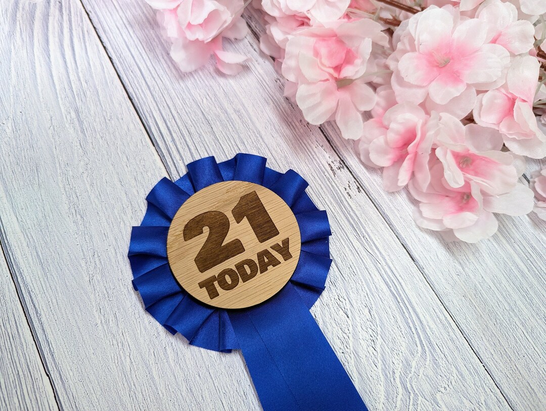 21st Birthday Rosette: Oak Veneer '21 Today' Award Ribbon - Etsy