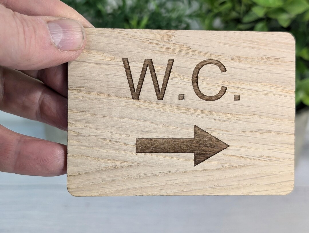 Wooden WC Toilet Sign | Engraved Oak | Bathroom Door Plaque in 4 Sizes ...
