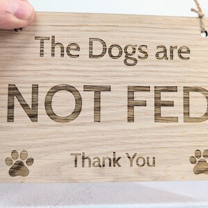 Double-sided Dog Feeding Sign – Personalised Oak Veneer Hanging Plaque ...