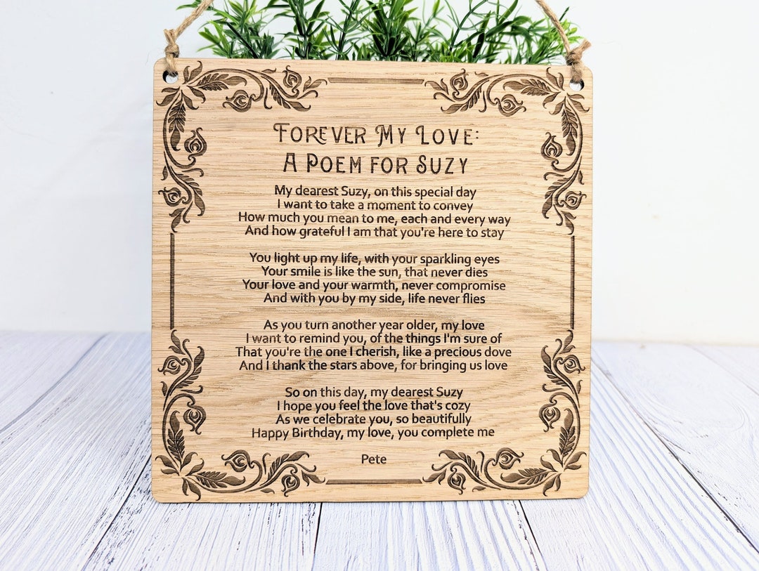 Engraved Poem Sign | Customisable Poem or Message | Oak Veneer MDF ...
