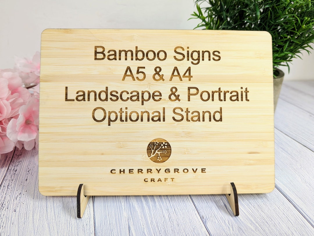 Personalised Bamboo Sign With Optional Stand | Freestanding Sign With ...