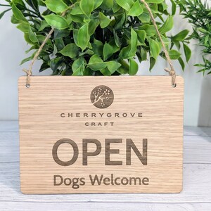 Personalised Wooden Open and Closed Dog Friendly Sign for Business ...