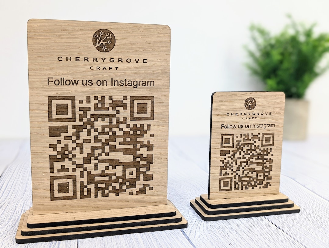 Follow Us on Instagram - QR Code - Custom Wooden Table Sign ...