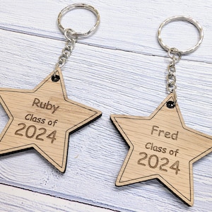 Custom Engraved Wooden Keyring - Personalised Student Gift for End of ...