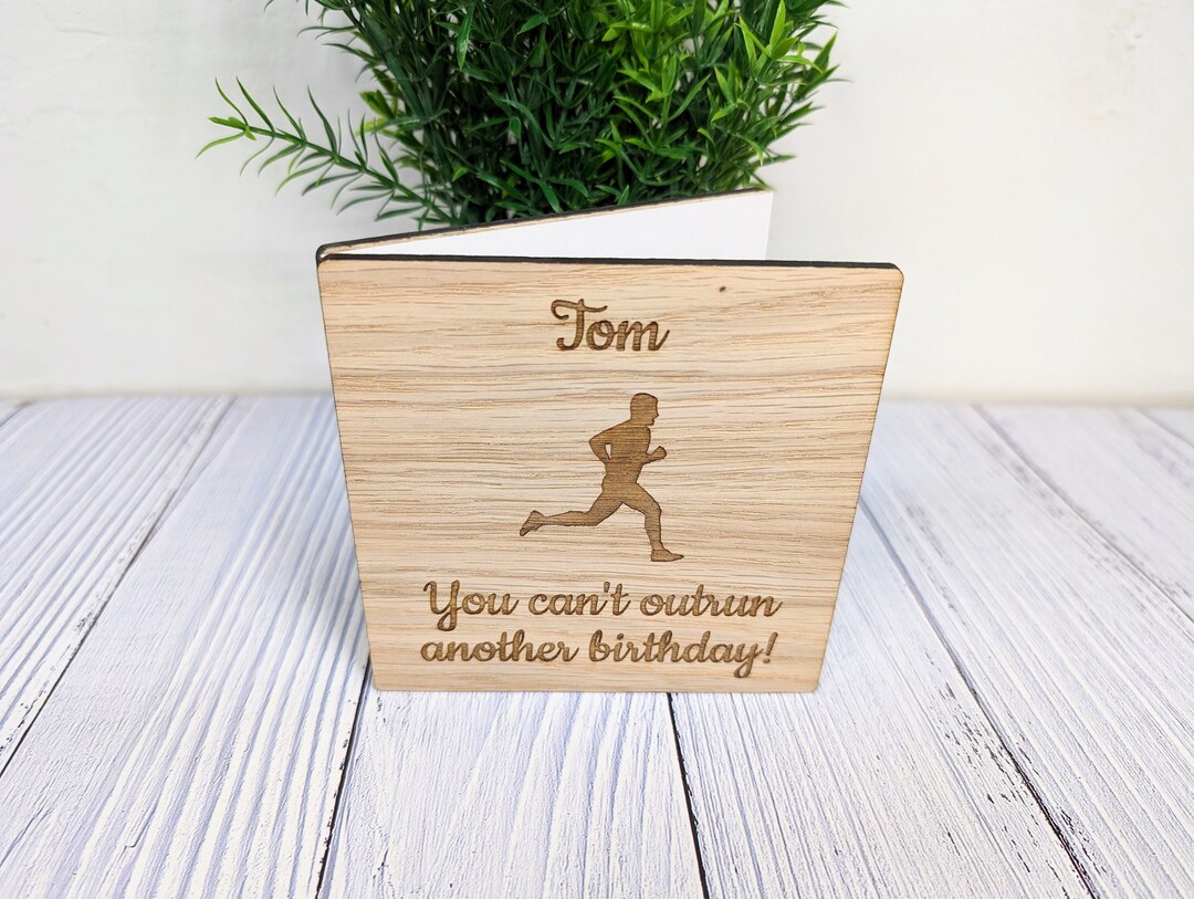 Personalised Wooden Running Birthday Card for Him: Sports Milestone - Etsy