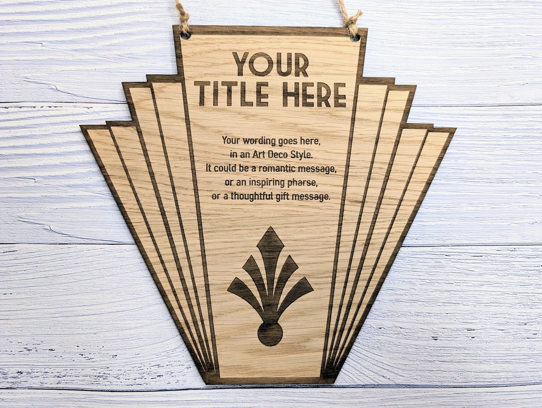 Art Deco Personalised Hanging Wooden Sign | Custom Engraved Oak Veneer ...