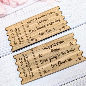 Personalised Magic Ticket - Custom Gift Experience Ticket in Oak Veneer ...