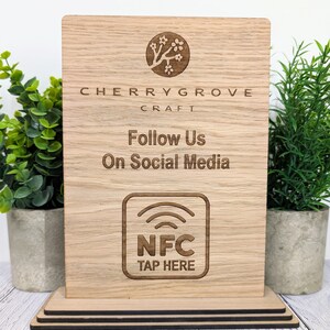 Custom NFC Wooden Social Media Sign: 'tap to Follow Us' Freestanding ...