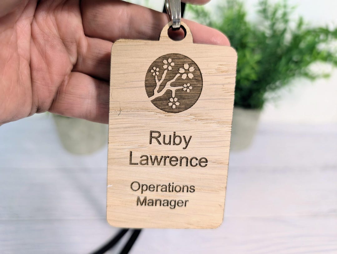 QR Code Name Badges, Double Sided, Eco Lanyards, Personalised Oak ...