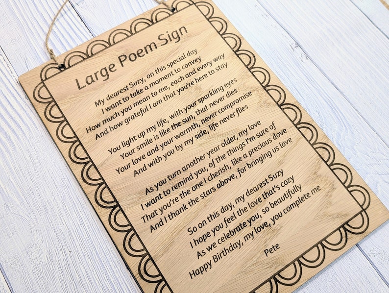 Engraved Wooden Poem Sign: Custom A4 Size, Sustainable Home Decor - Etsy