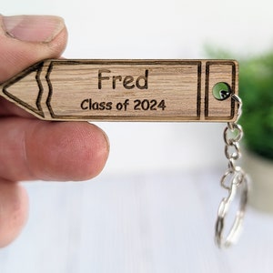 Personalised Student Pencil Keyrings, Oak School Key Chains, Students ...