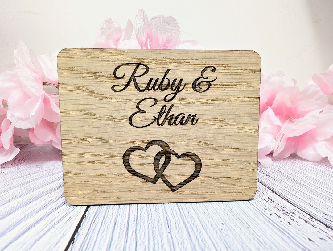 Personalised Romantic Wooden Fridge Magnet With Interlocking Hearts ...