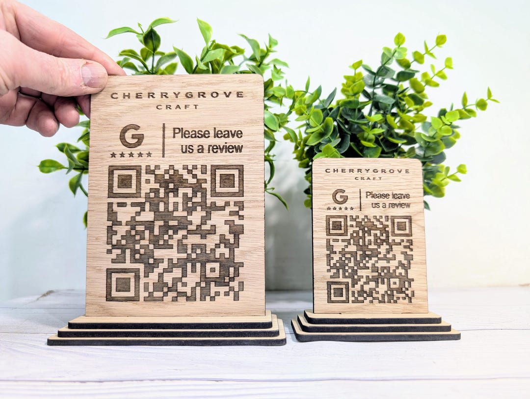Google Reviews QR Code Sign – Custom Wooden Review Plaque for Small ...