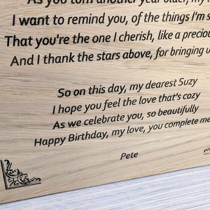 A4 Personalised Wooden Poem Sign - Custom Engraved, Ideal for Longer ...