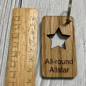 Engraved Oak Wood Employee Appreciation Keyring: Personalised Staff ...