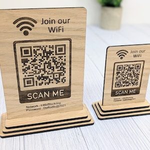 Wooden Wifi QR Code Sign, Eco-friendly Custom Network Name and Password ...
