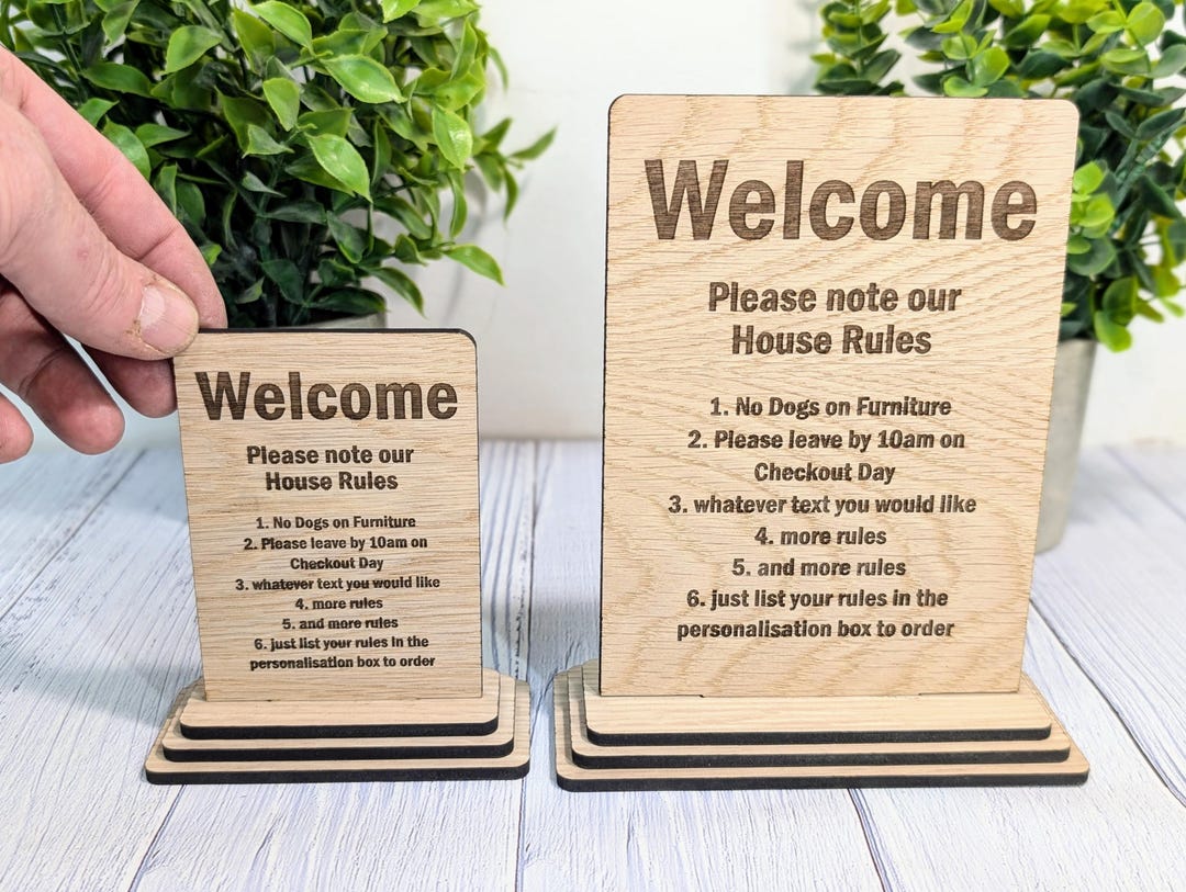 Personalised Wooden House Rules Sign: Rental Property Decor - Etsy UK