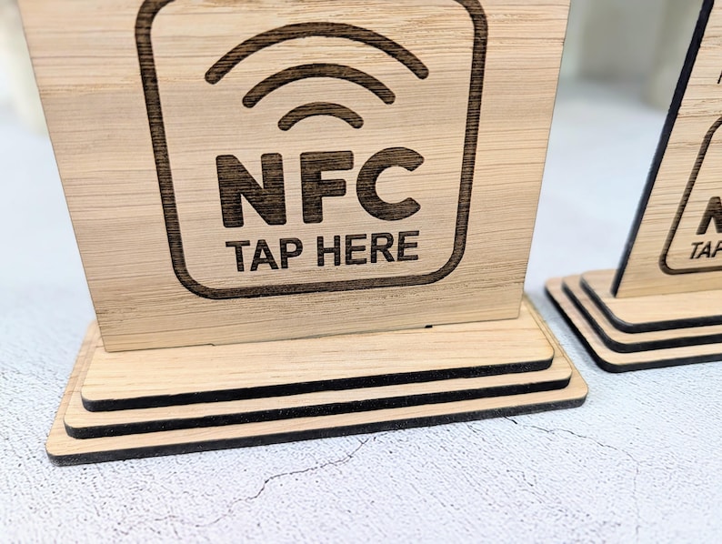 NFC Google Review Sign – Oak Veneered Business Review Display, Tap to ...