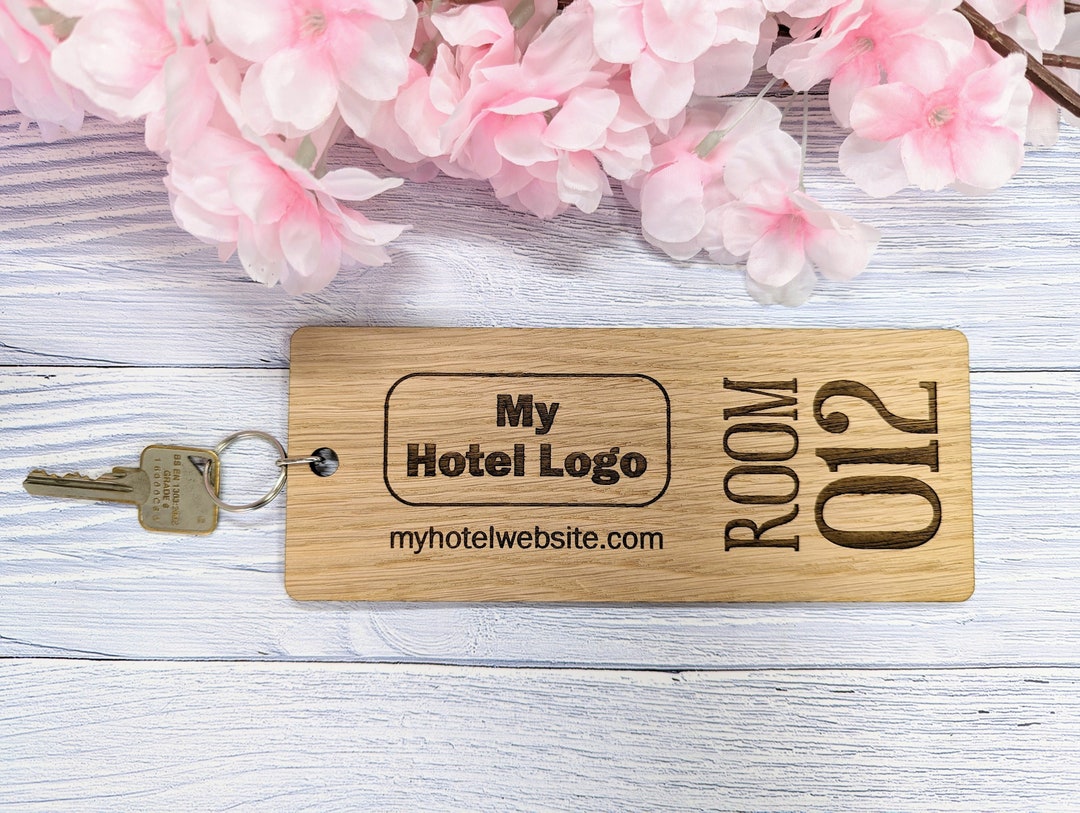 Extra-large 200x80mm Wooden Hotel Keyrings - Customisable With Hotel ...